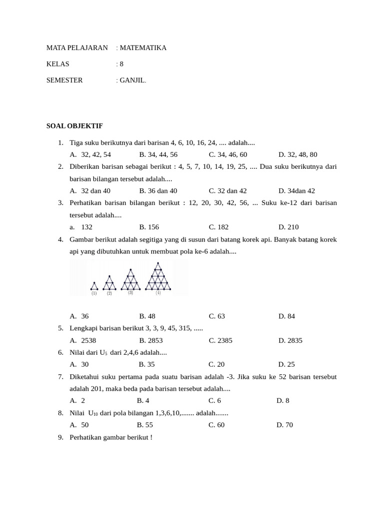 Soal Sem Ganjil Kelas 8 | PDF