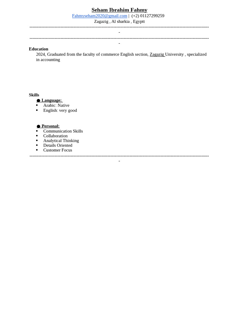 Salma Yacout CV Template O5x7qg | PDF