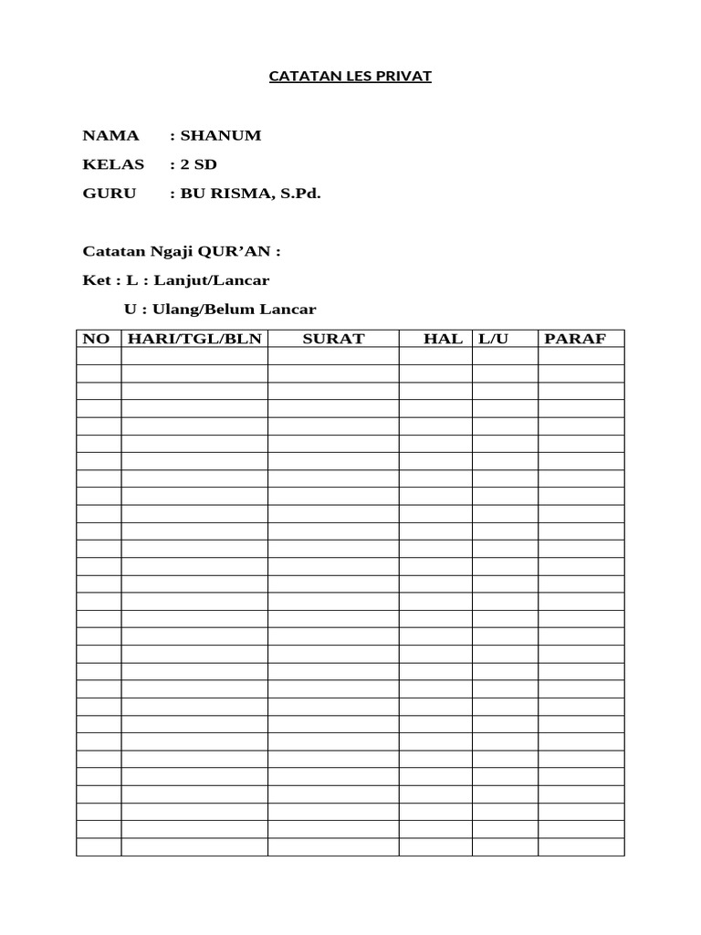 Catatan Les Privat | PDF