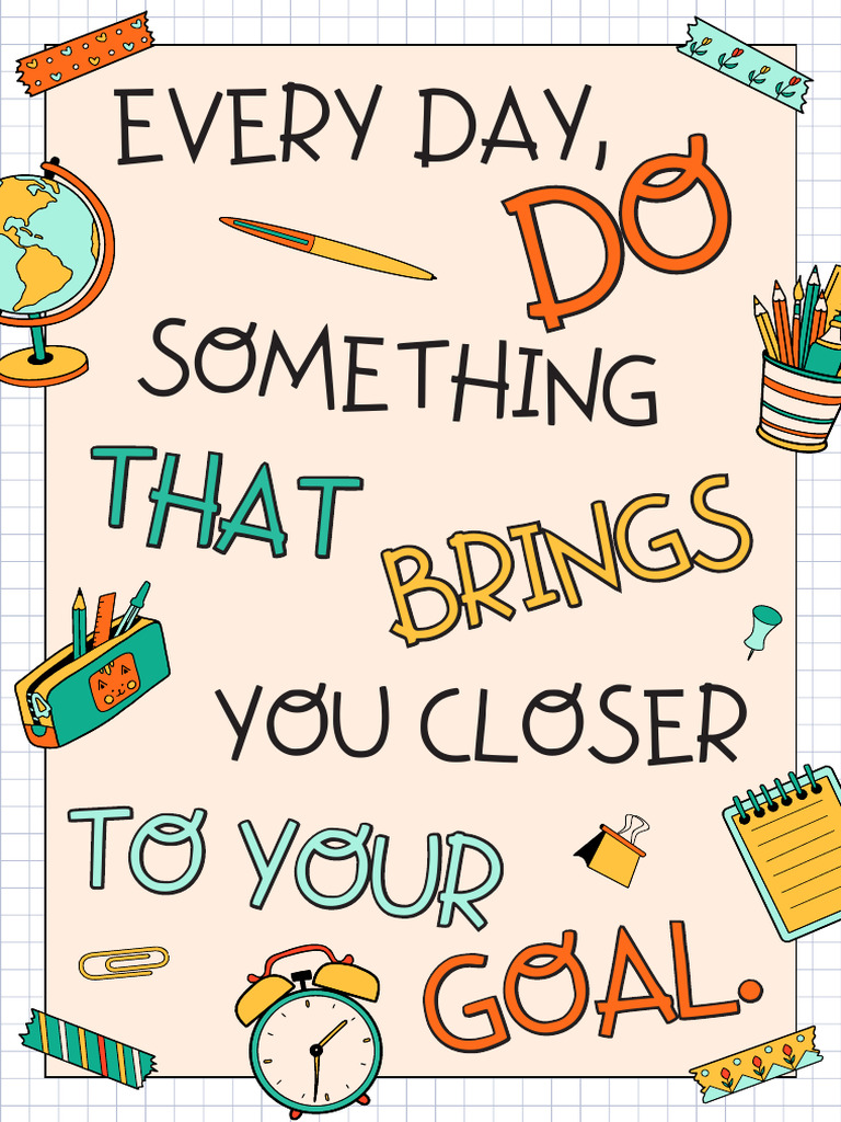 Blue Yellow Colorful Doodle Fun School Classroom Motivational Poster | PDF