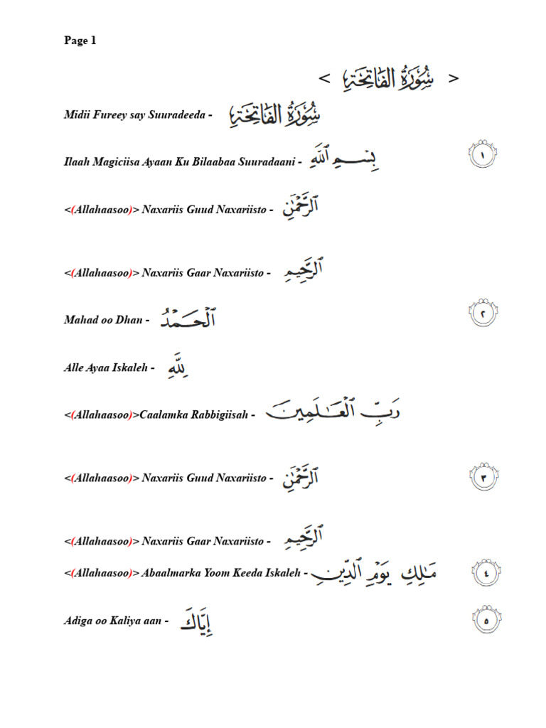 Surah Al Fatiha | PDF