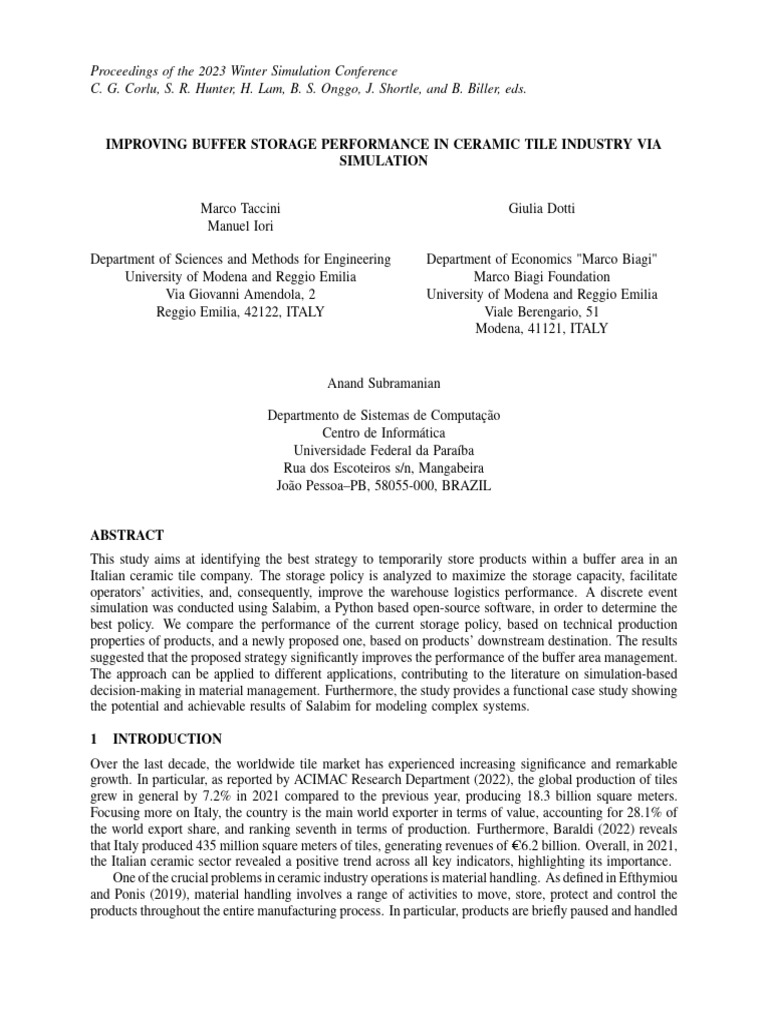 Improving Buffer Storage Performance in Ceramic Tile Industry Via | PDF