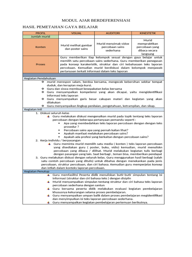 MODUL AJAR BERDEFERENSIASI Nus | PDF