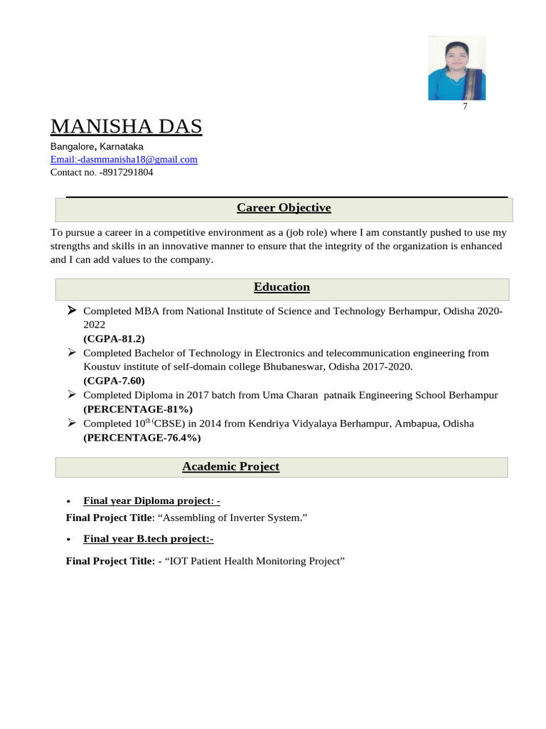 Manisha Das Resume Updated | PDF
