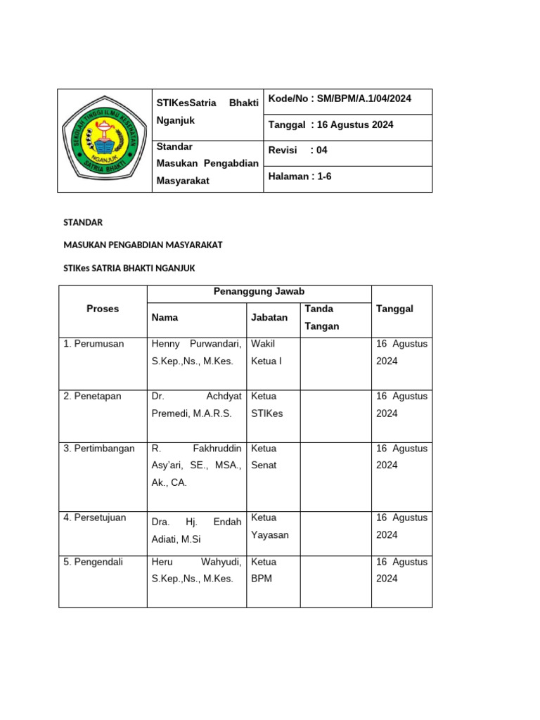 Standar Masukan PKM | PDF