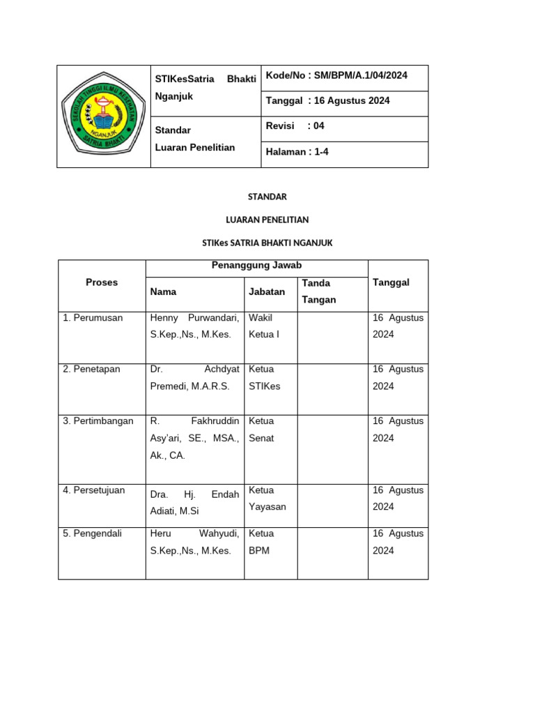 4. Standar Luaran Penelitian | PDF