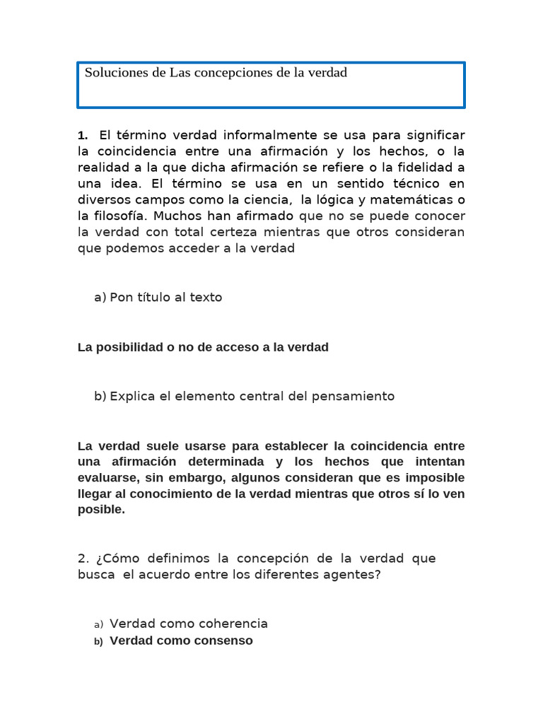Actividad La Verdad | PDF | Filosofía