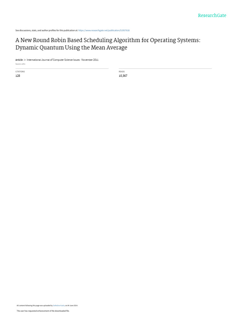 A New Round Robin Based Scheduling Algorithm For O | PDF
