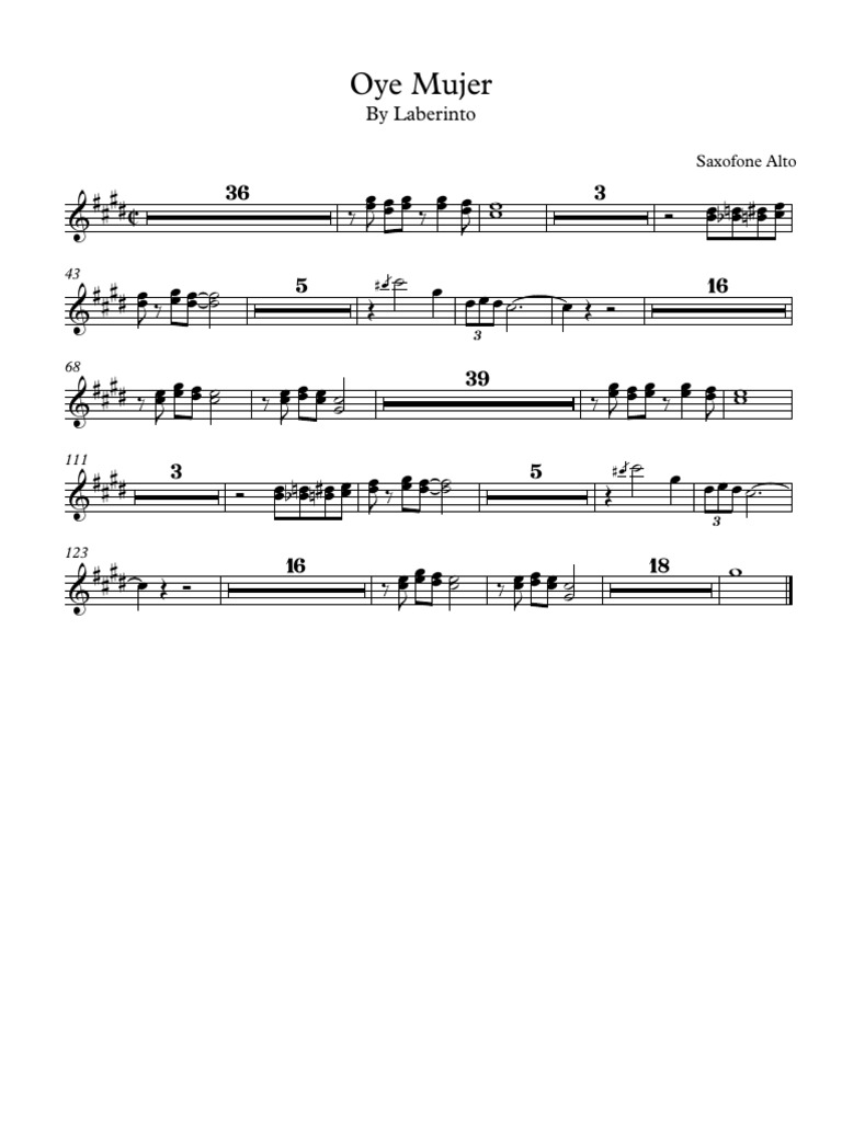oye Mujer Sax Doble - Partitura completa | PDF