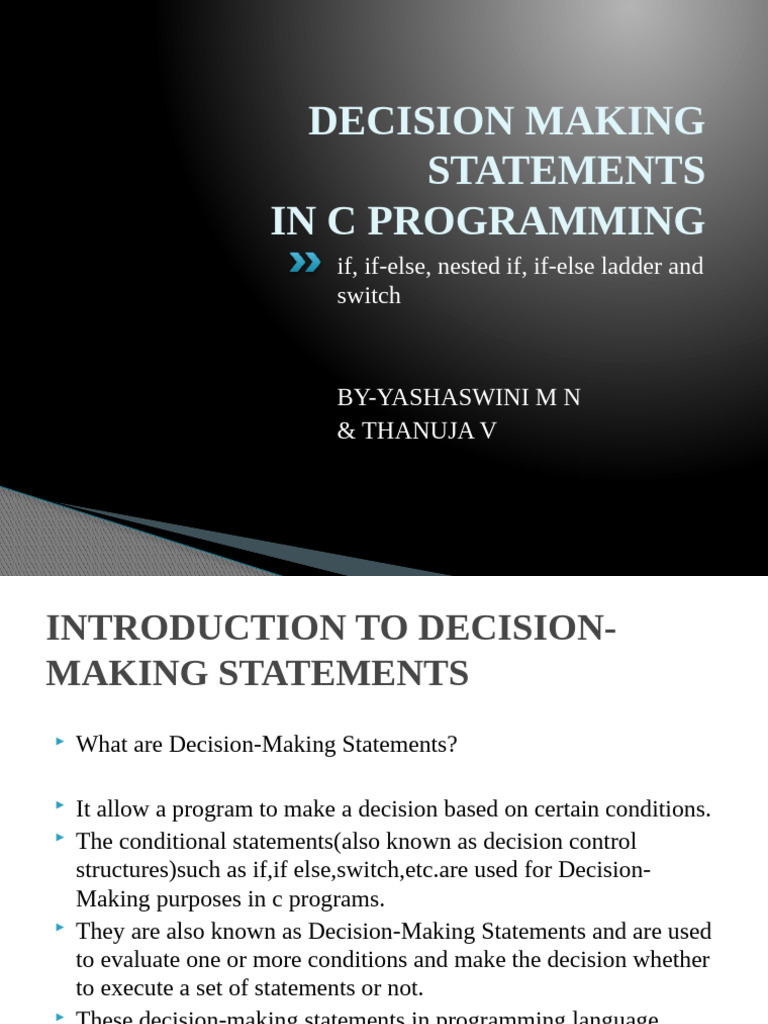 C Programming Decision-Making Statements | PDF | Software Engineering ...