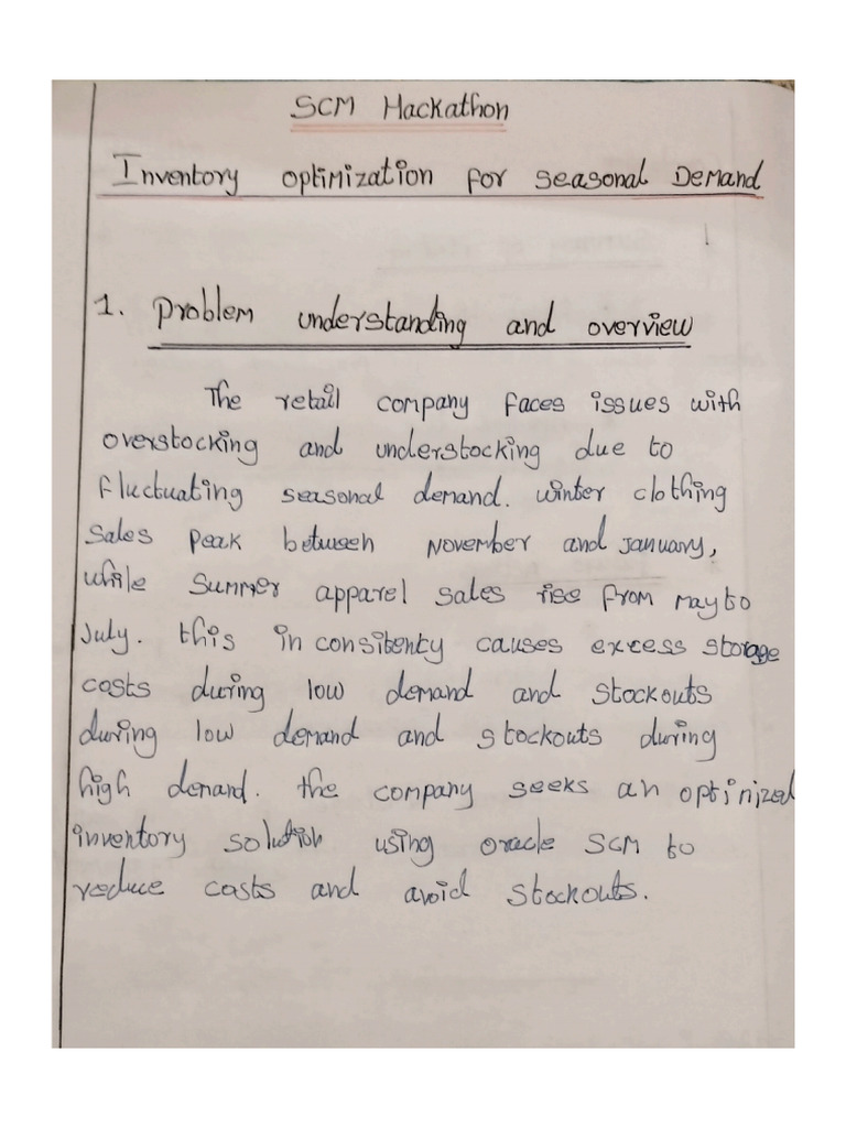 Scm S Hackathon Usecase 1 Inventory Optimization For Seasonal Demand Pdf