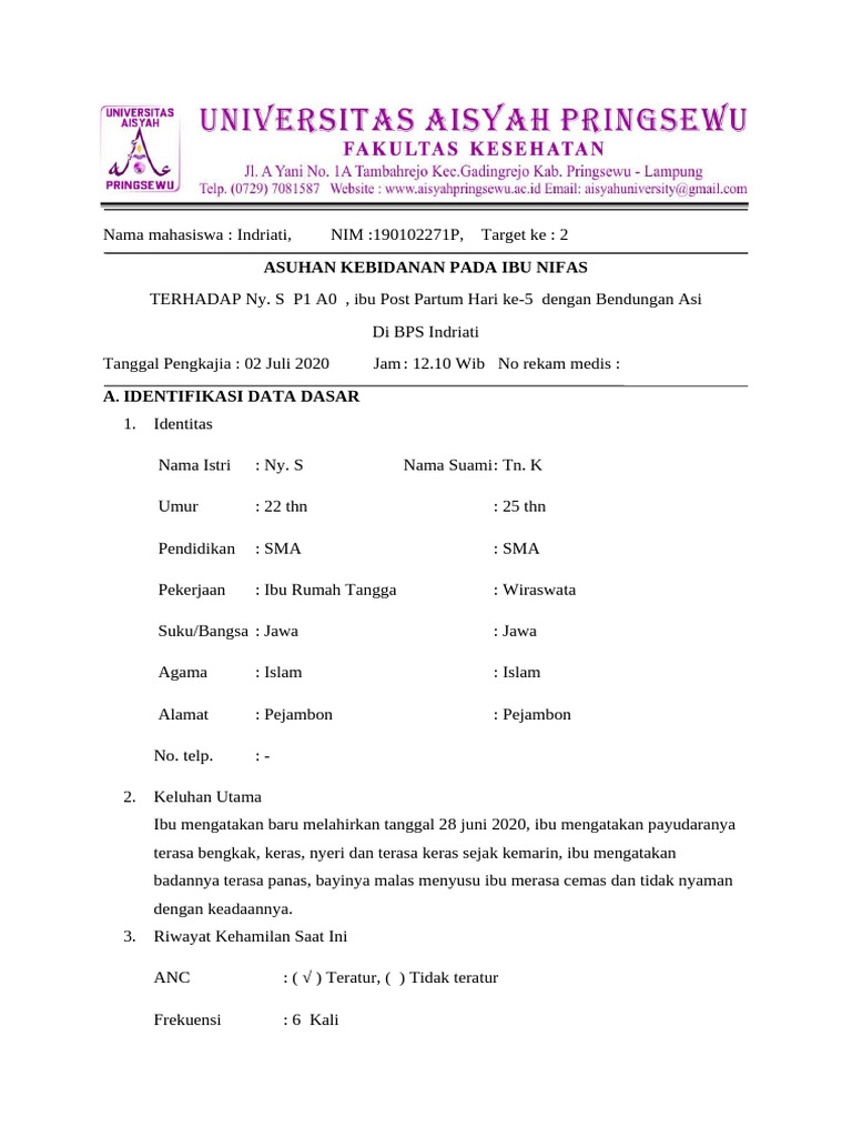 Askeb Kompre Nifas Indriati Kelas b2 | PDF