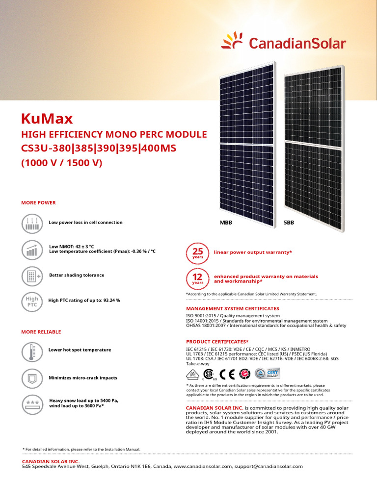 Canadian_Solar-Datasheet-KuMax_CS3U-MS_EN | PDF