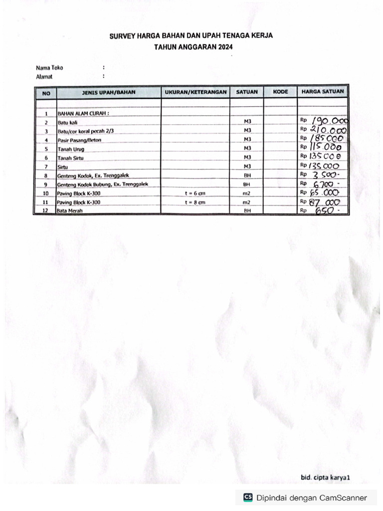 Harga Toko B | PDF