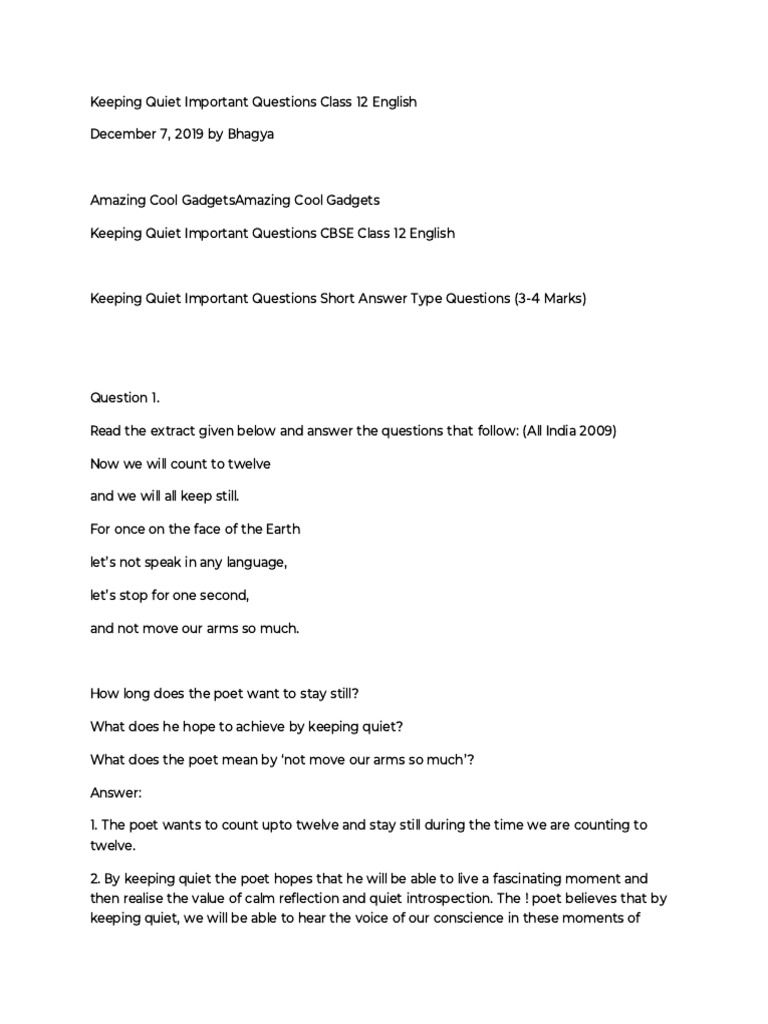 Keeping Quiet I-WPS Office | PDF