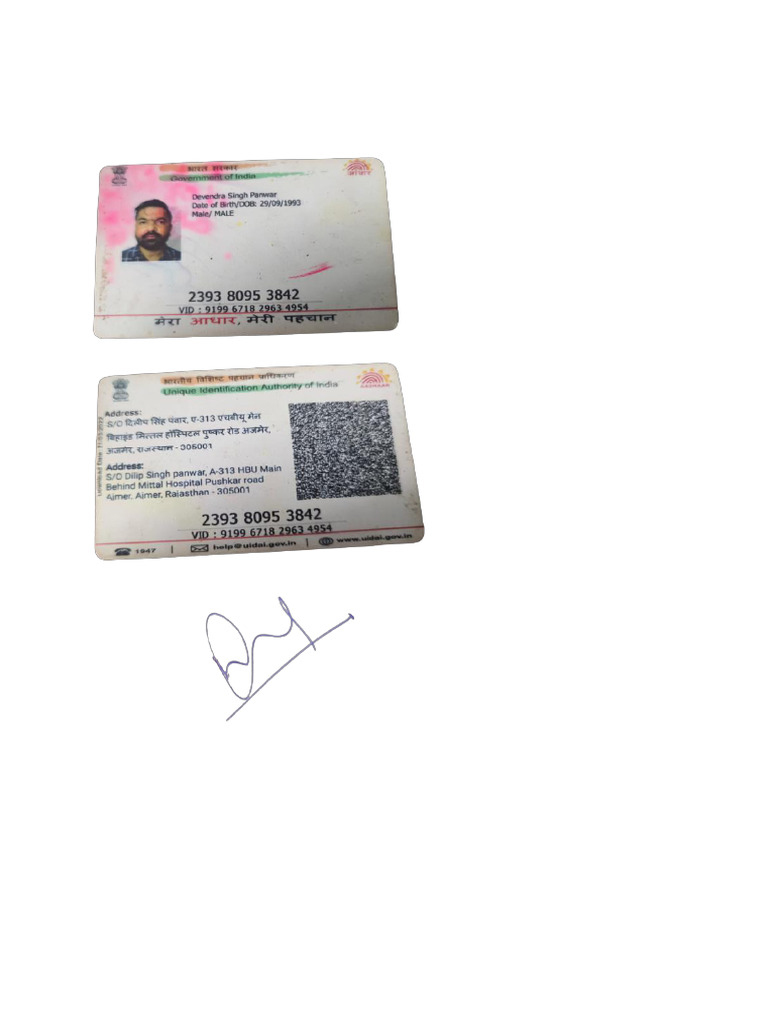 Aadhar With Sign | PDF