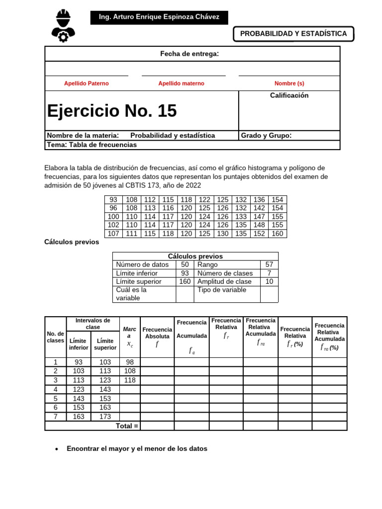 008 Ejercicio No.15 | PDF | Estadísticas 008 Ejercicio No.15 | PDF | Estadísticas
