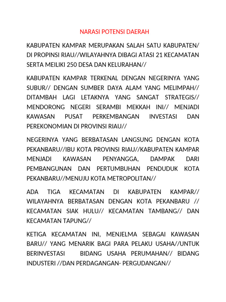 Narasi Potensi Daerah | PDF