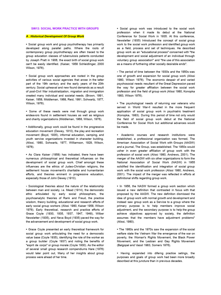 SW13 Social Work Practice With Groups | PDF | Psychology | Social Science
