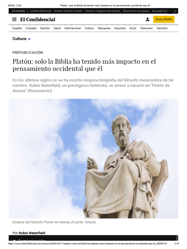 Impacto de Platón en el pensamiento occidental | PDF | Platón ...