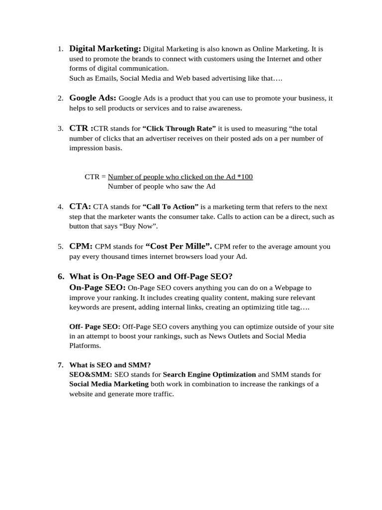 Digital Marketing Questions | PDF