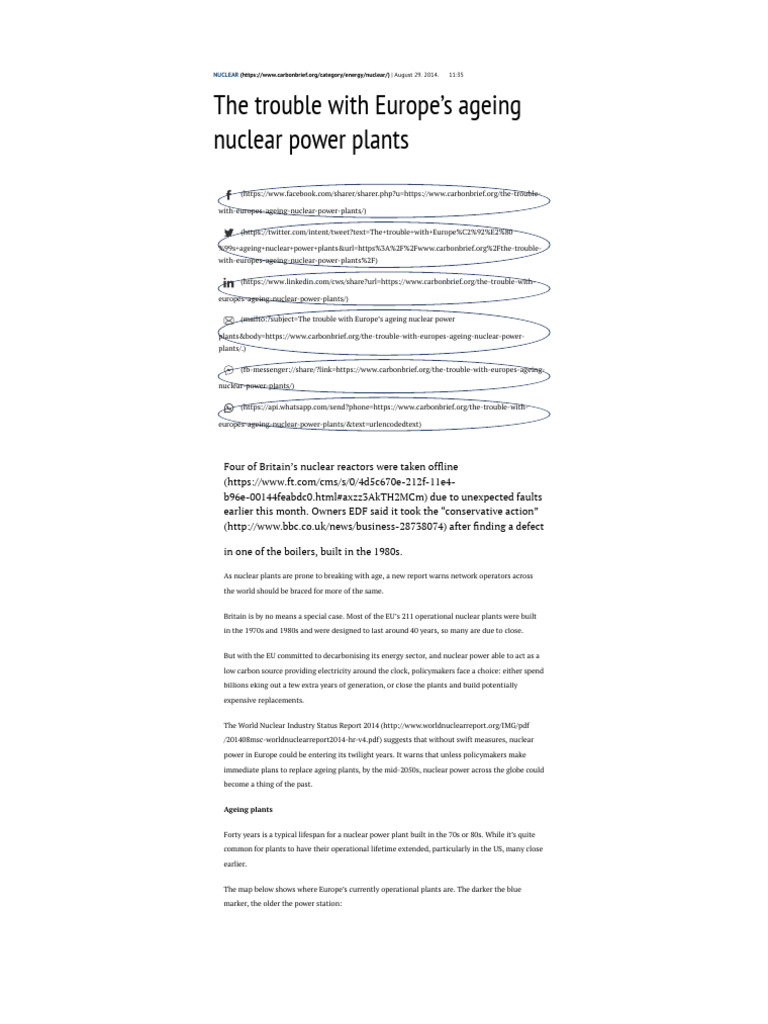 The Trouble With Europe - 'S Ageing Nuclear Power Plants - Carbon Brief | PDF