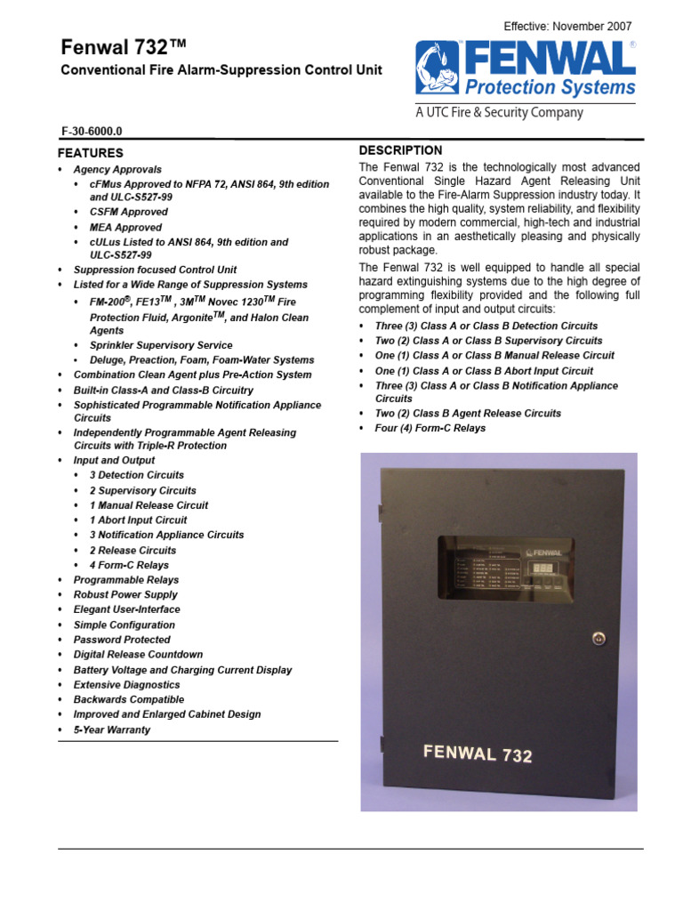 Fenwal 732 Data Sheet 2007 | PDF | Relay | Power Supply