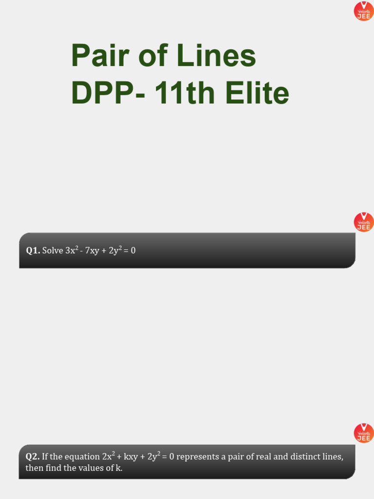 Pair of Lines DPP - 11th Elite | PDF | Line (Geometry) | Teaching Methods & Materials