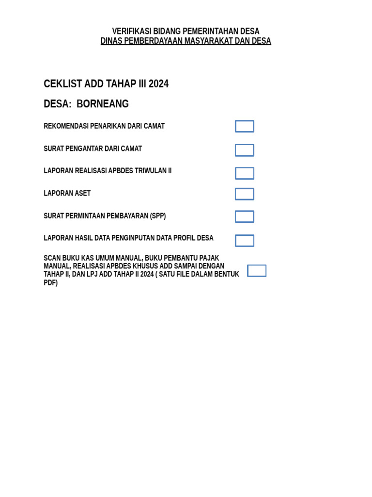 Ceklist Add Tahap III 2024 | PDF
