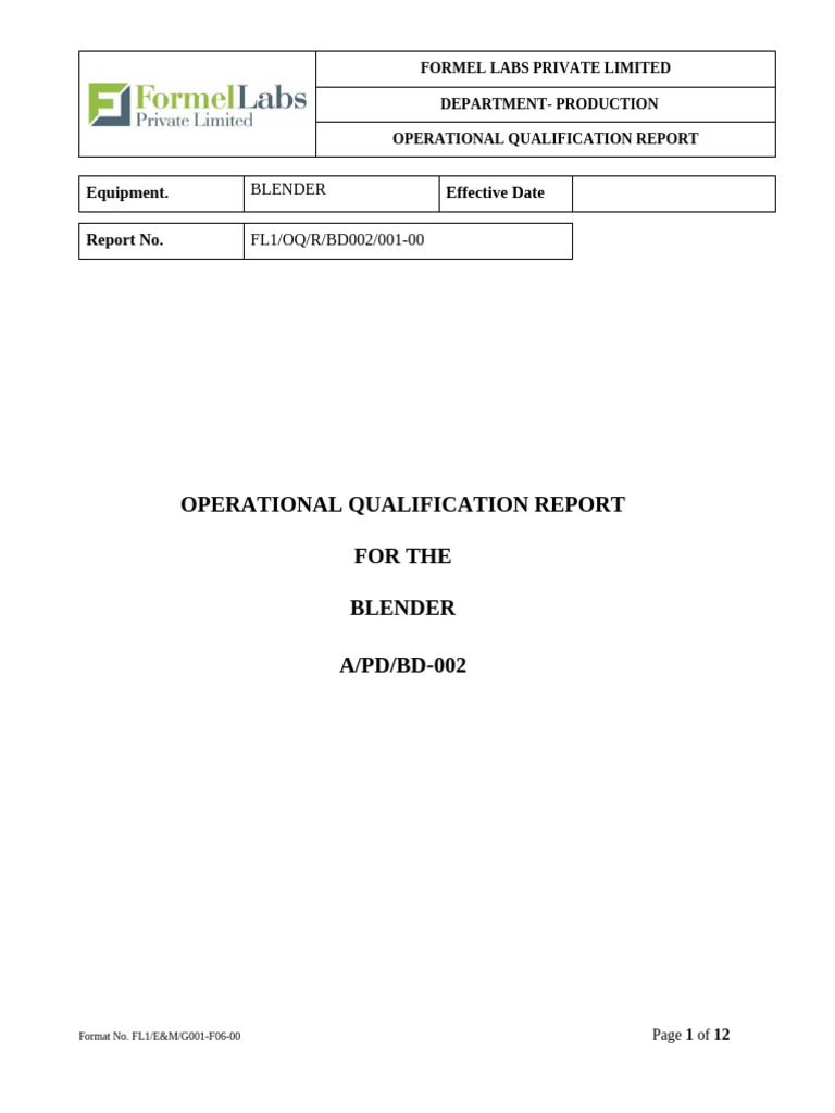 BD-002 OQ Report | PDF