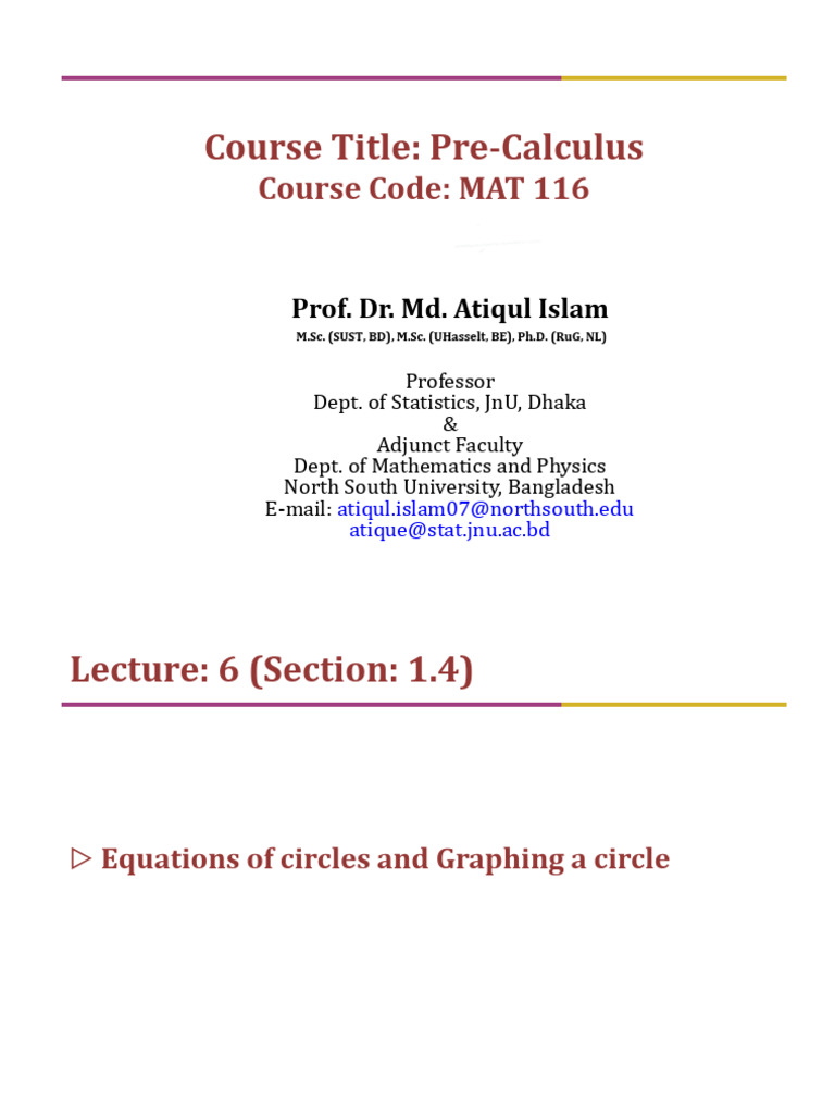 MAT 116 Lecture-6 | PDF