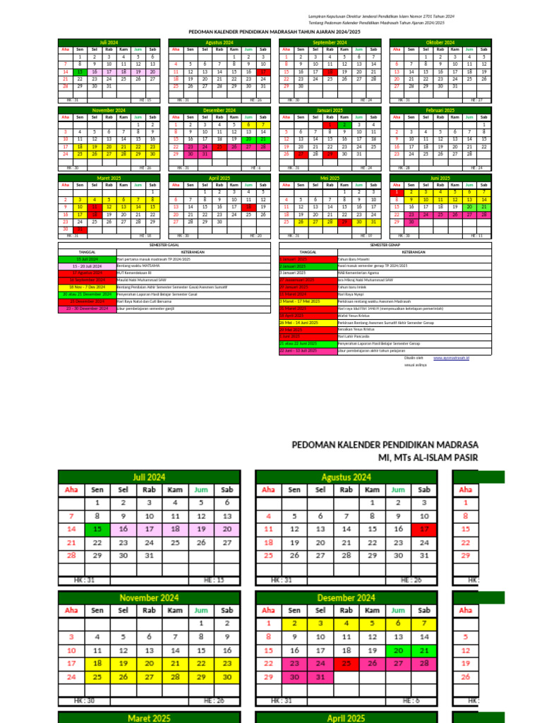 Kaldik Madrasah 2024-2025 Pendis | PDF