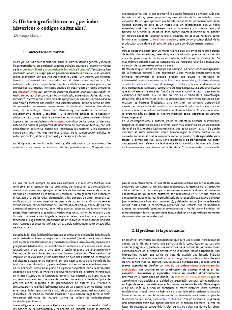 Word - Miliani Historiografia Literaria Periodos Historicos o Codigos ...