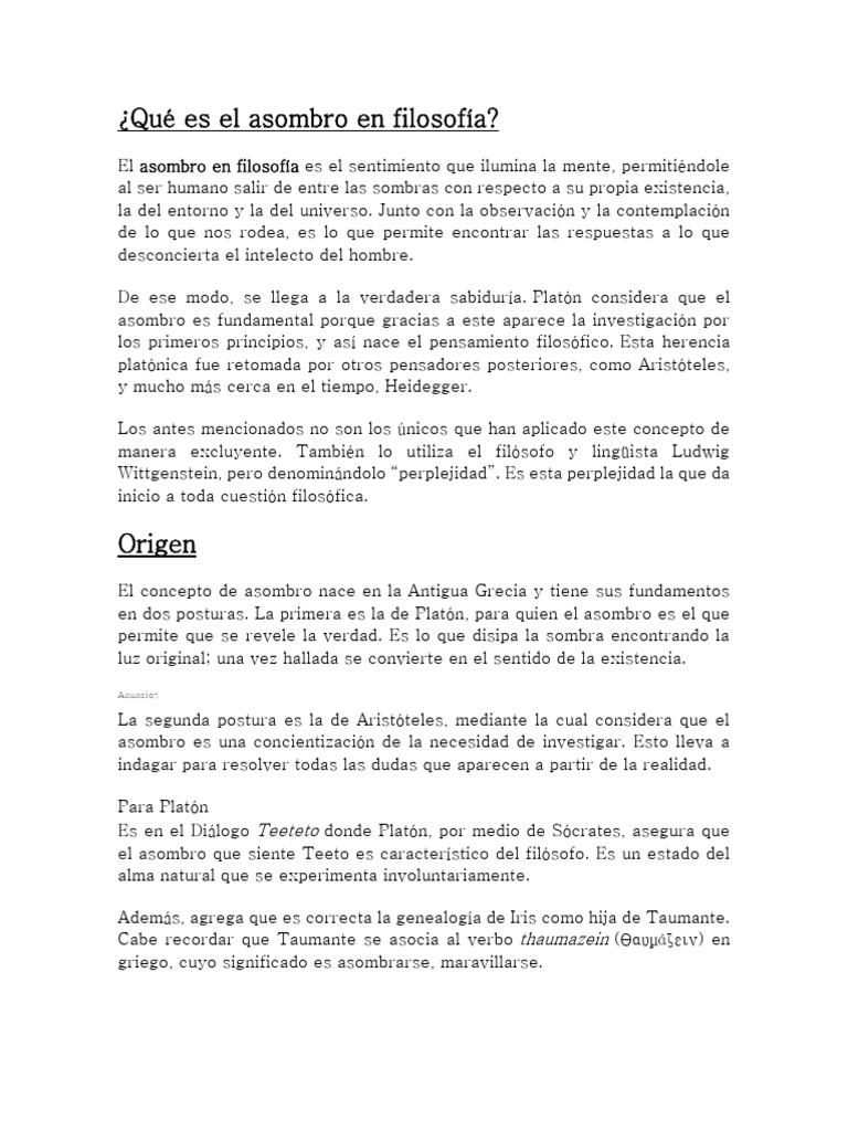 Qué Es El Asombro en Filosofía | PDF | Platón | Verdad