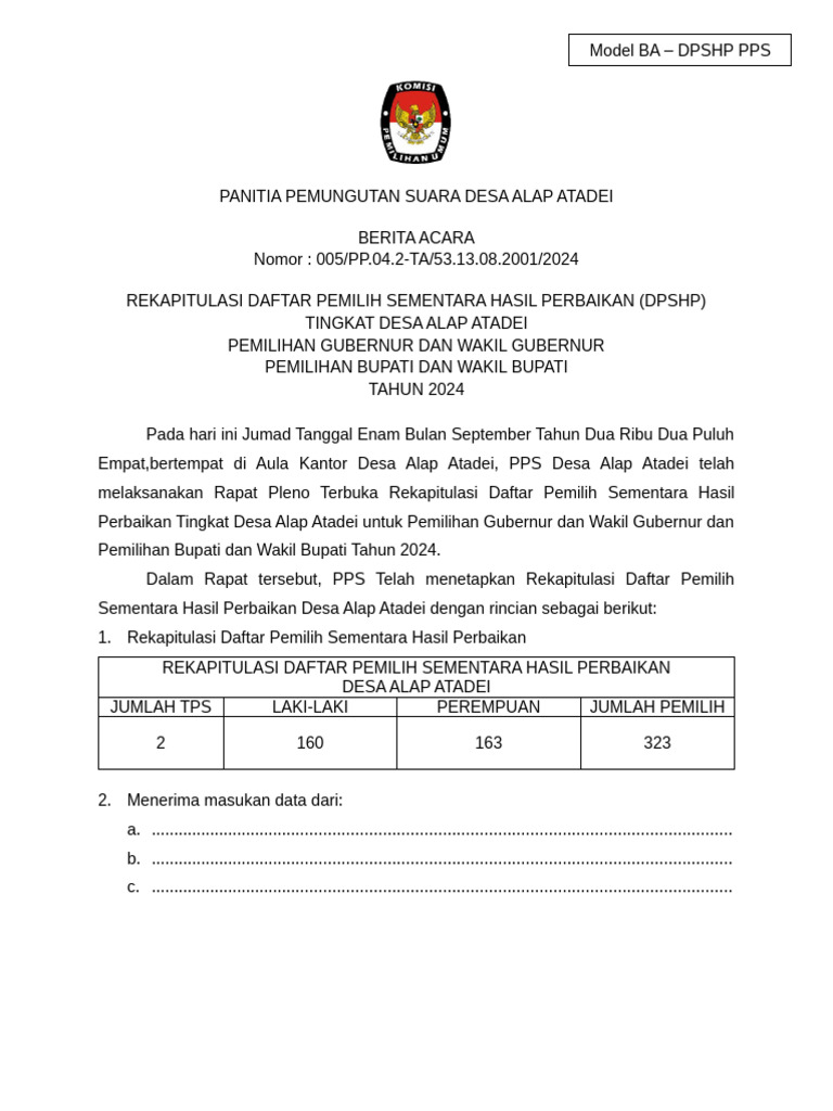 Model Ba - DPSHP PPS | PDF