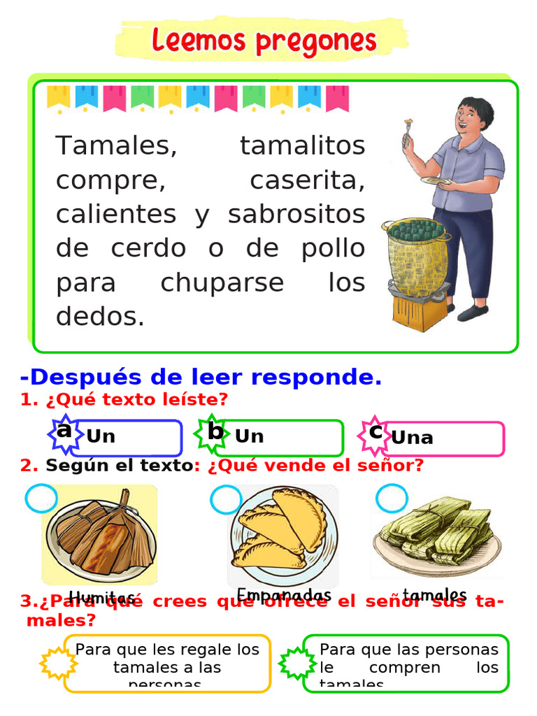 Ficha Leemos Pregones Maestra Janet | PDF