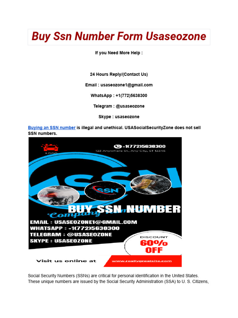 Buy SSN Number Form Usaseozone | PDF | Social Security Number ...