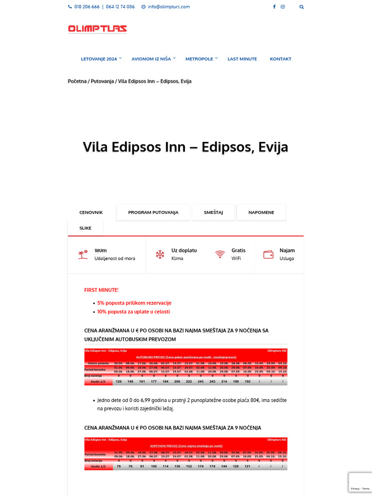 Edipsos Inn Evia Grčka Letovanje Olimpturs | PDF
