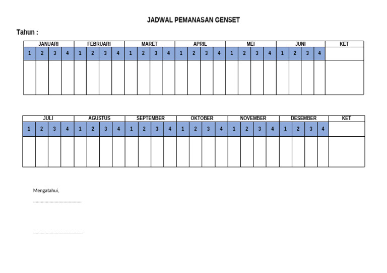 Jadwal Pemanasan Genset | PDF