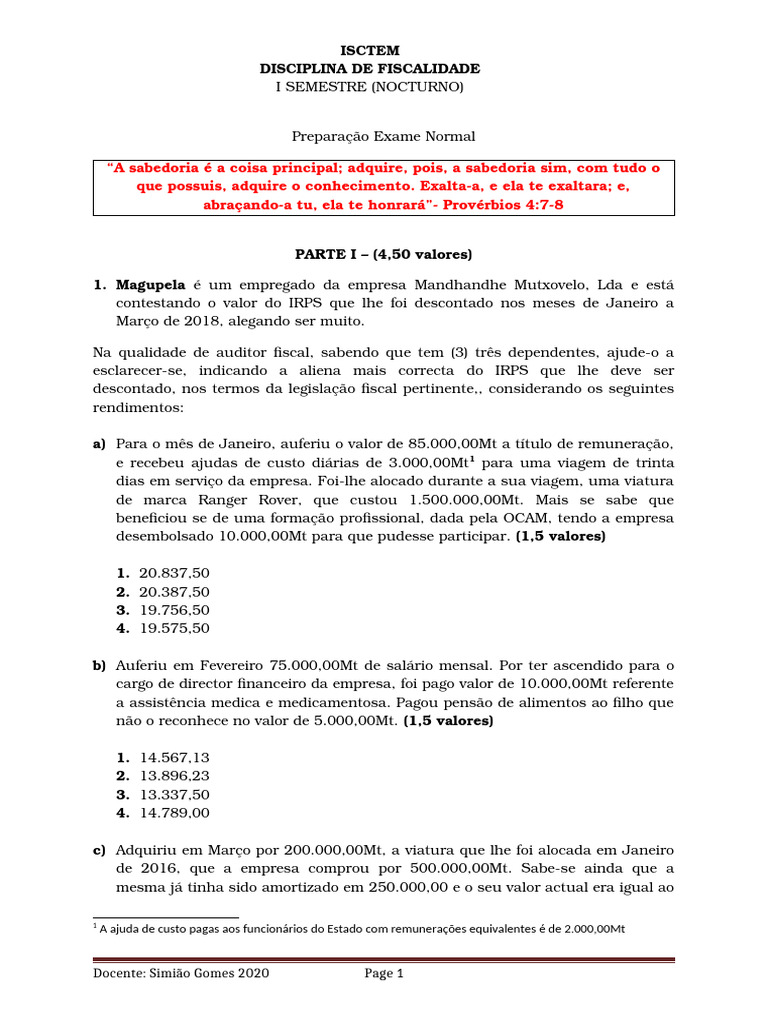 ISCTEM Preparacao Exame - (2020) | PDF
