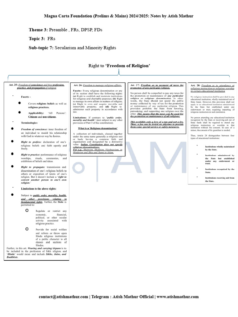 Them 3 Topic 3 Sub Topic 7 Secularism and Minority Rights Docx 1 | PDF