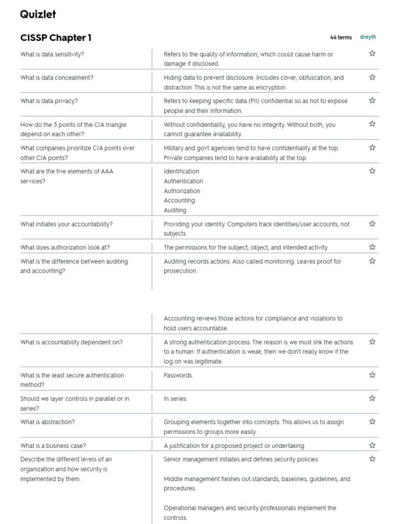 CISSP Chapter 1 Flashcards _ Quizlet | PDF