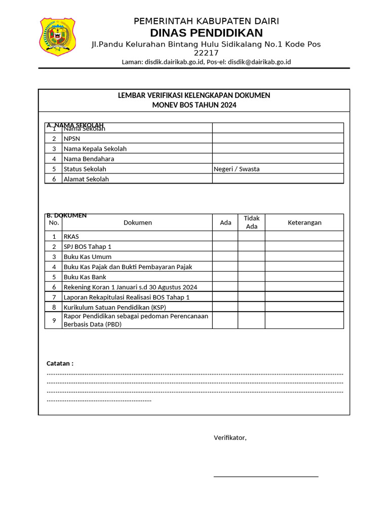 Lembar Verifikasi 2024 | PDF