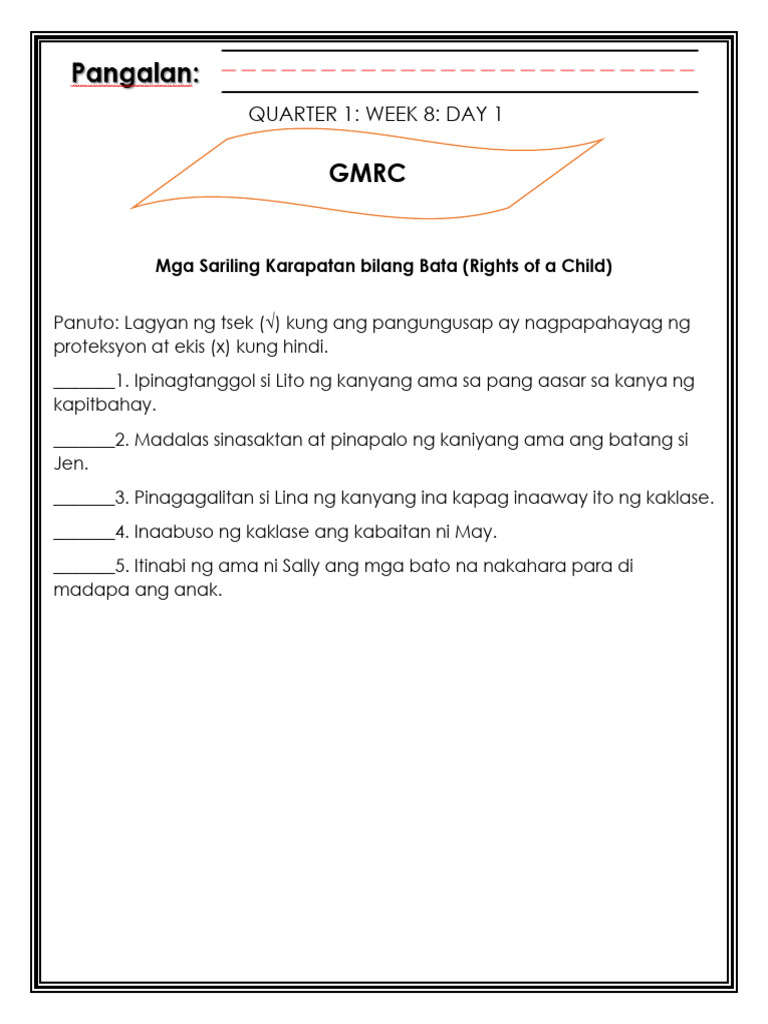 Worksheet Gmrc q1 Week8 | PDF