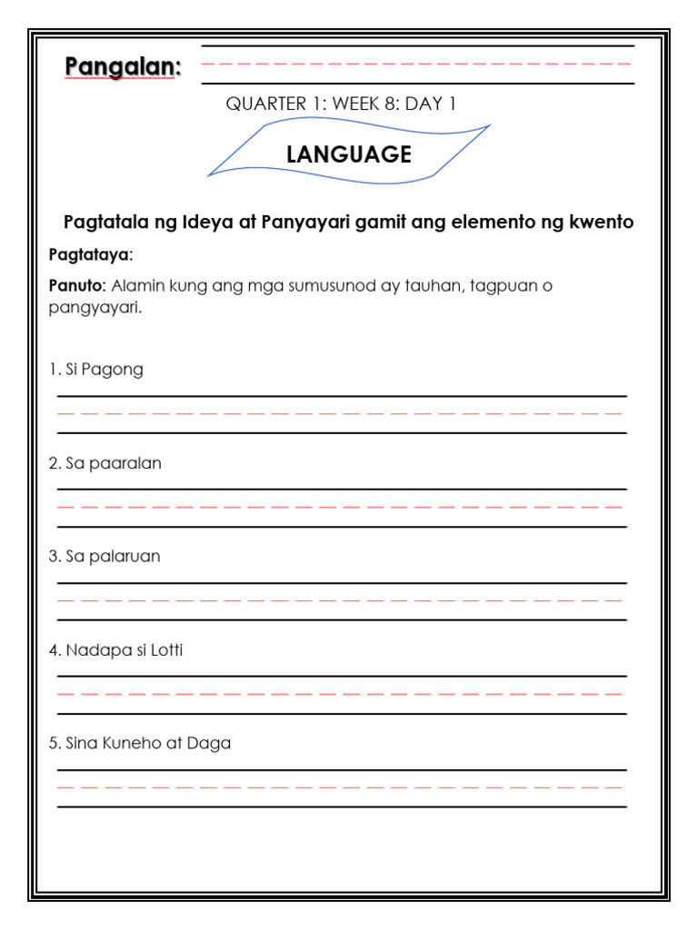 Worksheet Language q1 Week8 | PDF