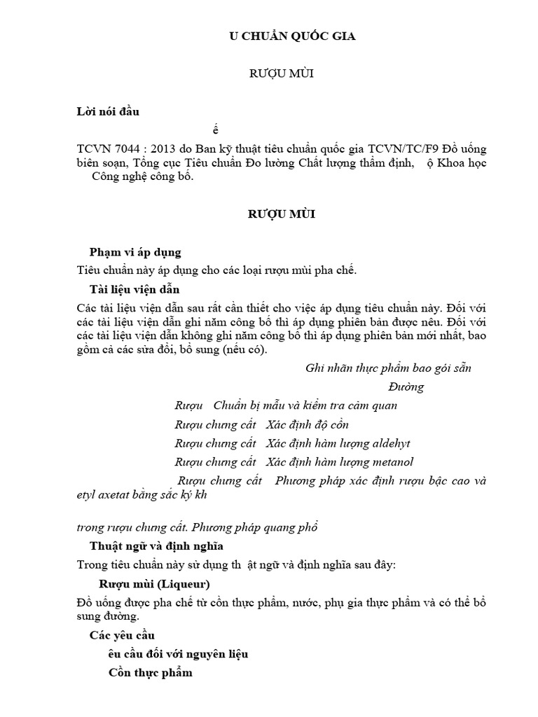TCVN 7044 2013 Ruou - Mui | PDF
