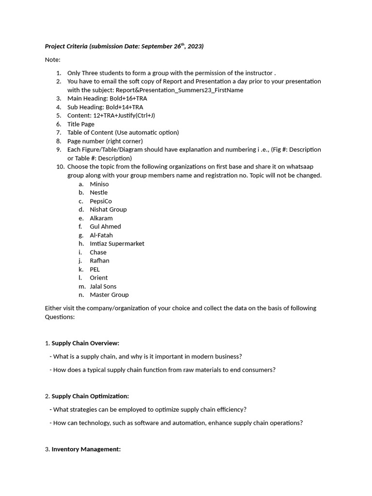 project report and Presentation Criteria 2 | PDF