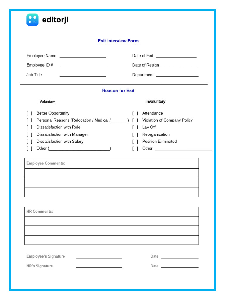 Exit Interview Form | PDF