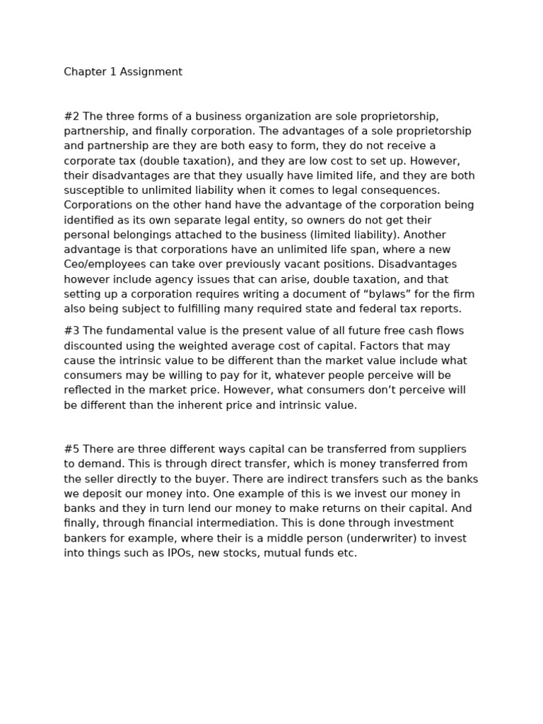 Chapter 1 Assignment | PDF