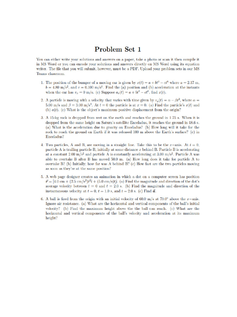 Probset 1 | PDF